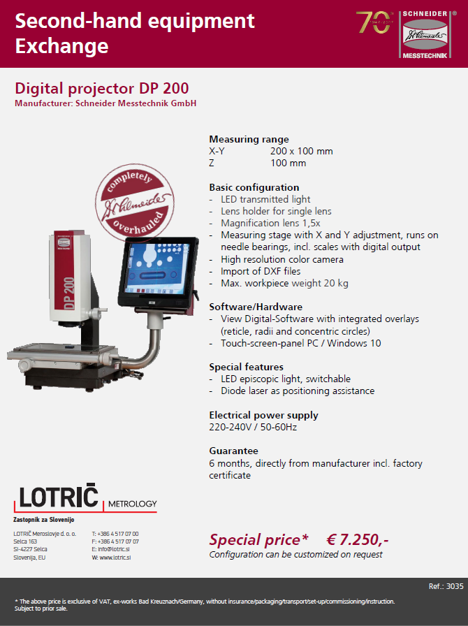 Digitalni projektor proizvajalca Dr. Heinrich Schneider Messtechnik